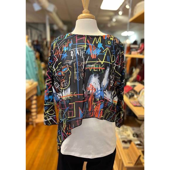 SHANA APPAREL | Tops | New Shana Apparel Funky Mesh Graffiti Topper In ...